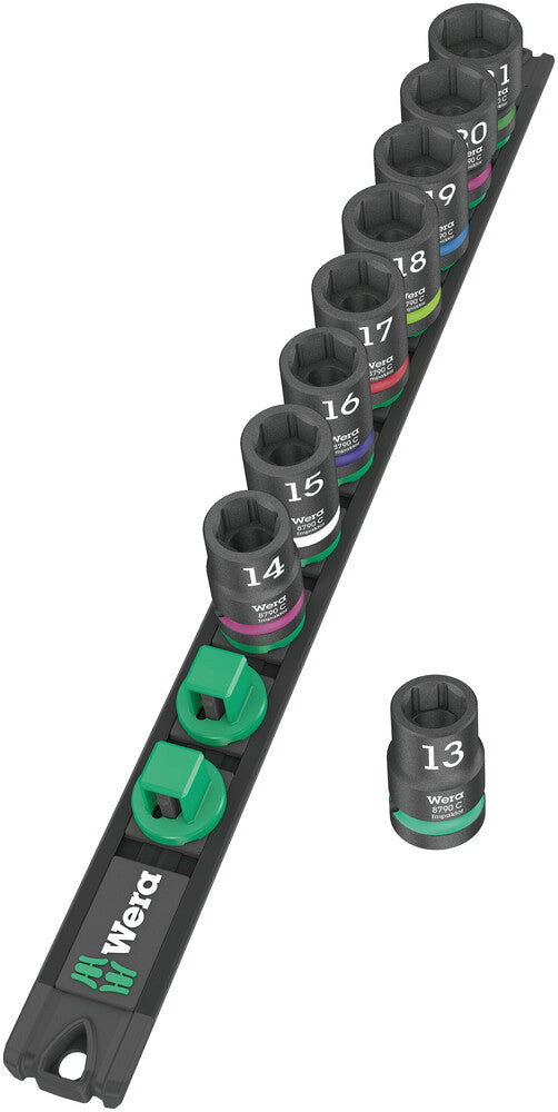 Wera Tools - Magnetic socket rail C Impaktor 1 socket set, 1/2" drive