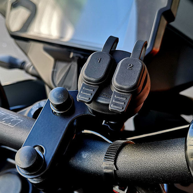 Touratech - Dual USB Plug-n-Play Socket for Handlebar Clamp Mount - Un